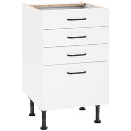Unterschrank Optifit, B:50cm H:87cm T:58,4cm, wei&szlig;, Holzwerkstoff, K&uuml;che, Schr&auml;nke, "Elga", mit Soft-Close-Funktion, h&ouml;henverstellbare F&uuml;&szlig;e, Breite