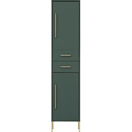 Hochschrank Welltime, B:40,5cm H:184,3cm T:33,1cm, grün, FSC-zertifizierter Holzwerkstoff, Badezimmer, Schränke, "Kent mit goldfarbenen Griffen",
