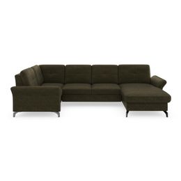 Wohnlandschaft Places of Style, B:326cm H:91cm T:188cm, grün, 100% Polyester, Sofas, "Calando U-Form", wahlweise mit Bettfunktion, Bettkasten und
