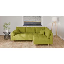 Ecksofa Home Affaire, B:231cm H:81cm T:161cm, grün, 92% Polyester, 8% Nylon, Wohnzimmer, Sofas, "CHARRE L-Form mit Ottomane, Maße B/T/H: 231/161/81