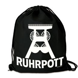 logoshirt Damen Kulturbeutel "Turnbeutel Ruhrpott", schwarz-weiß, Baumwolle, bedruckt, Taschen, mit stabilem Kordelzug