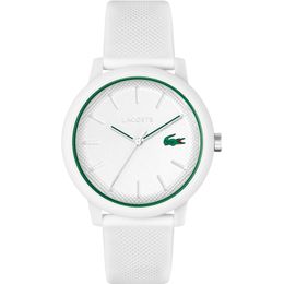 Lacoste Herren Quarzuhr "Lacoste.12.12", weiß, Armbanduhren, Armbanduhr, Herrenuhr, Mineralglas, Silikonarmband