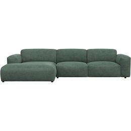 Ecksofa FLEXLUX, B:319cm H:73cm T:171cm, grün, 85% Polyester/15%Polyamide, Wohnzimmer, Sofas, "Lucera bequem und komfortabel durch hochwertigen