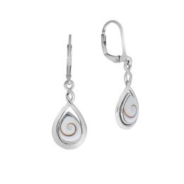ZEEme Damen Paar Ohrh&auml;nger "Silber 925 rhodiniert mit wei&szlig;er Muschel 35mm lang", one-size, Silber 925 (Sterlingsilber), wei&szlig;, Silber 925