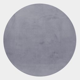 Hochflor-Teppich, H:20mm &Oslash;:160cm, grau, Ayyildiz Teppiche, Polyester, Teppiche, "POUFFY 5100", L&auml;ufer, weicher glatter Softflor, Kaninchen Fell