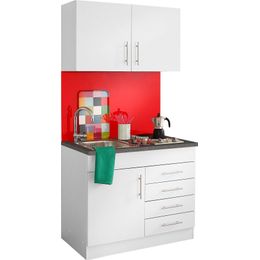 Pantryk&uuml;che KOCHSTATION, B:100cm T:60cm, wei&szlig;, Komplettk&uuml;chen-Sets, "KS-Toledo", mit E-Ger&auml;ten, Breite 100 cm