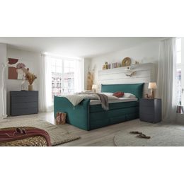 Boxspringbett, L:228cm, gr&uuml;n, SET ONE BY Musterring, Polyester, Komplettbetten, "Florida", in modernem Cord-Bezug, mit Bettkasten, in 3 Gr&ouml;&szlig;en