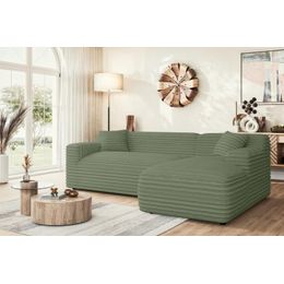 Ecksofa Home Affaire, B:256cm H:76cm T:160cm, grün, 100% Polyester, Wohnzimmer, Sofas, "LILLIANA Designsofa, L-Form mit Recamiere rechts/links