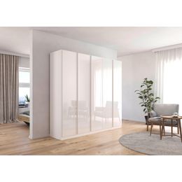 Dreht&uuml;renschrank Rauch, B:226cm H:210cm T:54cm, wei&szlig;, Holzwerkstoff, Schr&auml;nke, "Monostar", mit Glasfront sowie umfangreicher Innenausstattung