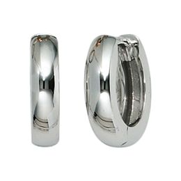 Jobo Damen Paar Creolen, 11,9mm, Wei&szlig;gold 585, wei&szlig;, Wei&szlig;gold 585, Ohrringe, rund 585 Wei&szlig;gold