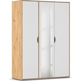 Drehtürenschrank Rauch, B:140cm H:194cm T:53cm, weiß, Holzwerkstoff, Schränke, "Kleiderschrank Schrank Garderobe Wäscheschrank NARAI mit Spiegel",