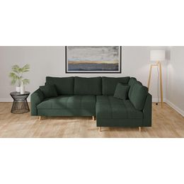 Ecksofa Home Affaire, B:231cm H:81cm T:161cm, grün, 100% Polyester, Wohnzimmer, Sofas, "CHARRE L-Form mit Ottomane, Maße B/T/H: 231/161/81 cm", feine