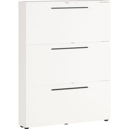 Schuhschrank Germania, B:100cm H:129cm T:19cm, weiß, Spanplatte, Flur, Schränke, "GW-Utah Schuhschrank in 2 Breiten, mit 2 oder 3 Klappen", stehend