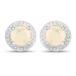 VIRA JEWELS Damen Paar Ohrstecker "Silber 925 rhodiniert mit echtem Opal 5mm", one-size, 0,57, Silber 925 (Sterlingsilber), wei&szlig;, Silber 925