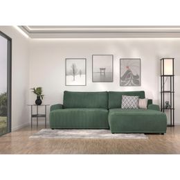 Ecksofa Trendmanufaktur, B:250cm H:82cm T:167cm, grün, 92% Polyester, 8% Polyamide, Wohnzimmer, Sofas, "Fordon, Schlafsofa mit Bettkasten, Couch in