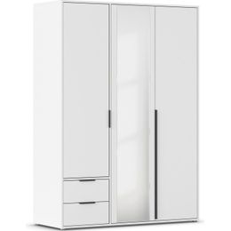 Drehtürenschrank Rauch, B:140cm H:194cm T:53cm, weiß, Holzwerkstoff, Schränke, "Kleiderschrank Schrank Garderobe Wäscheschrank NAGATA mit Spiegel",
