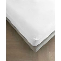 Spannbettlaken Kayori, B:180cm L:220cm, wei&szlig;, Mako-Satin, Obermaterial: 100% Baumwolle, Bettlaken, "Emma", 100% Baumwollsatin
