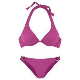 Chiemsee Damen Bügel-Bikini, pink, Gr. 38, unifarben, Polyamid, Bikini-Sets, mit silbernem Zierring