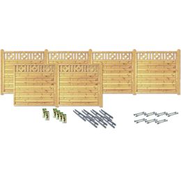 Konifera Sichtschutzelement "ANAHEIM", H/L: 180cm x 11,43m, Pfosten: 7 Stk., gr&uuml;n, Garten, Zaunelemente, aufgelockerte Optik in starkem Rahmen,