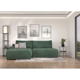 Ecksofa Trendmanufaktur, B:250cm H:82cm T:167cm, grün, 92% Polyester, 8% Polyamide, Wohnzimmer, Sofas, "Fordon II, Schlafsofa mit Bettkasten, Couch