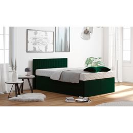 Boxspringbett, B:155cm L:210cm, grün, Westfalia Schlafkomfort, Bezug: 100% Polyester;Polsterwatte: 100% Polyester, Komplettbetten, mit Zierkissen,