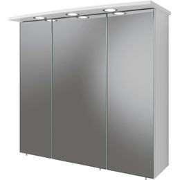 Spiegelschrank SAPHIR, B:75cm H:72cm T:20cm, weiß, Spanplatte, Badezimmer, Schränke, "Quickset 316 Badschrank, 3 Spiegeltüren, 6 Einlegeböden, 75 cm