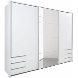 Schwebetürenschrank wimex, B:270cm H:208cm T:64cm, weiß, Schränke, "Seattle", mit Schubladen und Spiegel