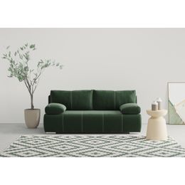 Sofa Collection AB, B:188cm H:84cm T:96cm, grün, 100% Polyester, Wohnzimmer, Sofas, "Torsten", mit Bettfunktion und Bettkasten