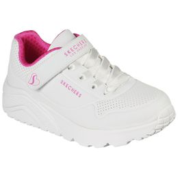 Skechers M&auml;dchen Sneaker "UNO LITE", Gr. 33, wei&szlig;, Lederimitat, Schuhe, Plateausneaker, Retro Sneaker, Klettschuh im Monochrome Look