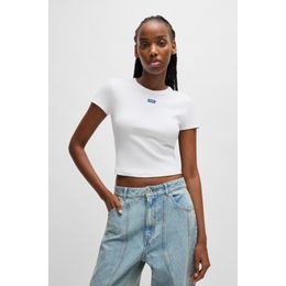 HUGO BLUE Damen T-Shirt "Baby Tee", weiß, Gr. M, unifarben, Single Jersey, Obermaterial: 96% Baumwolle, 4% Elasthan, Shirts, in verkürzter Länge