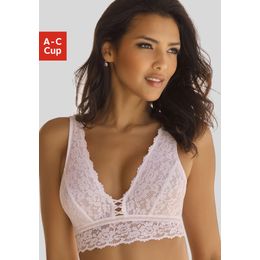 Vivance Damen Bralette-BH, Gr. 85, weiß, Spitze, Obermaterial: 86% Polyamid, 14% Elasthan, BHs, ohne Bügel, rundherum aus floraler Spitze, Dessous