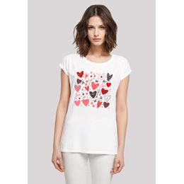F4NT4STIC Damen T-Shirt "Cute Herzen Variety Valentinstag", wei&szlig;, Gr. L, Obermaterial: 100% Baumwolle, Shirts, Premium Qualit&auml;t
