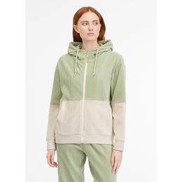 Ragwear Damen Kapuzensweatjacke "COLBIE BLOCK ZIP", grün, Gr. L, colorblocking, Sweatware, Obermaterial: 76% Baumwolle, 20% Polyester, 4% Elasthan,