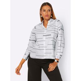 CR&Eacute;ATION L CREATION L Damen Langarmbluse, schwarz-wei&szlig;, Gr. 38, gemustert, 50% Baumwolle, 50% Polyester, Blusen