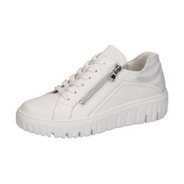 Waldl&auml;ufer WALDL&Auml;UFER Damen Plateausneaker "H-LIVIA", Gr. 9, wei&szlig;, Nappaleder, Veloursleder, Schuhe, Schn&uuml;rer, Halbschuh, Freizeitschuh mit Au&szlig;en-Rei&szlig;verschluss