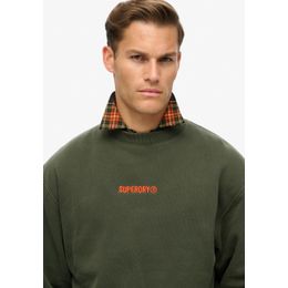 Superdry Herren Sweatshirt "MICRO LOGO GRAPHIC LOOSE CREW", grün, Gr. S, unifarben, Sweatware, Obermaterial: 80% Baumwolle, 20% Polyester, Sweatshirts