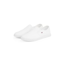 Tommy Hilfiger Damen Slip-On Sneaker "CANVAS SLIP-ON SNEAKER", Gr. 36, weiß, Baumwolle, Schuhe, Freizeitschuh, Schlüpfschuh, Slipper, Halbschuh,