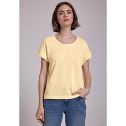 Damen T-Shirtblend gelb, Gr. 46, STREET ONE STUDIO, unifarben, Stoff, 78% Polyester, 22% Viskose, Shirts, aus softem Materialmix