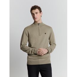 NO EXCESS Herren Rundhalspullover "NO EXCESS Sweatshirt mit halbem Rei&szlig;verschluss", gr&uuml;n, Gr. M, 71% Viskose (LENZING ECOVERO ), 29% Nylon, Pullover