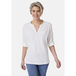 STOOKER WOMEN Damen 3/4-Arm-Shirt "MARIE T-Shirt 3/4 - Arm", wei&szlig;, Gr. XL, Jersey, 100% Baumwolle, Shirts, Regular Fit Slub Yarn Baumwolle Henley