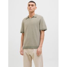 Jack & Jones JACK & JONES Herren Rundhalspullover "JPRCCEASTON KNIT SPLIT NECK SS SN", gr&uuml;n, Gr. S, unifarben, Strick, Obermaterial: 100% Baumwolle, Pullover