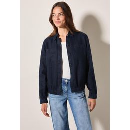 Cecil Damen Blouson, blau, Gr. XXL, unifarben, Stoff, 100% Leinen, Jacken, mit Brusttaschen