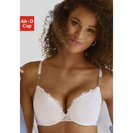 Lascana Damen Push-up-BH "Dalia", Gr. 70, weiß, Microtouch, Obermaterial: 55% Polyester, 39% Polyamid, 6% Elasthan, BHs, mit edlen Strasssteinchen an
