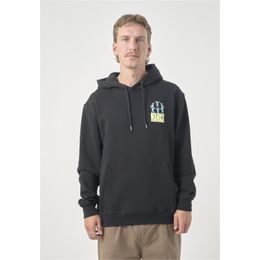 Cleptomanicx Herren Kapuzensweatshirt "Classic Hooded Gathering", schwarz, Gr. L, bedruckt, 100% Baumwolle, Sweatshirts, mit lockerem Schnitt