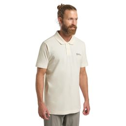 Jack Wolfskin Herren Poloshirt "ESSENTIAL POLO M", weiß, Gr. M, Oberstoff: 100% BAUMWOLLE ; Kontrastmaterial 1: 100% BAUMWOLLE ; Kontrastmaterial 2: