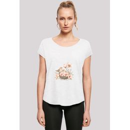 F4NT4STIC Damen T-Shirt "Vogelnest Blumen", weiß, Gr. S, Obermaterial: 100% Baumwolle, Shirts, Premium Qualität