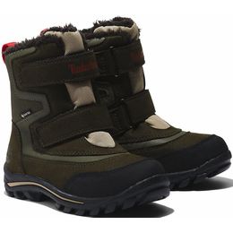 Timberland Jungen Winterboots "CHILLBERGMID HOOK & LOOP GORE-TEX SNOW BOOT", Gr. 37, grün, Leder, Synthetik, Schuhe, Snowboots, Winterstiefel,