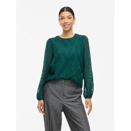 Vila Damen Blusenshirt "VIMIKA O-NECK L/S TOP - NOOS", gr&uuml;n, Gr. 36, unifarben, Jersey, Obermaterial: 100% Polyester, Shirts