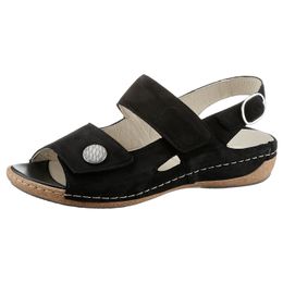 Waldl&auml;ufer WALDL&Auml;UFER Damen Riemchensandale "HELIETT", Gr. 8, schwarz, Nubukleder, Schuhe, Sommerschuh, Sandalette, Keilabsatz, mit Wechselfu&szlig;bett, H-Weite