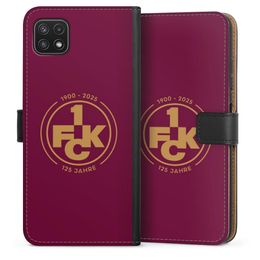 DeinDesign Galaxy A22 5G Handy Klapph&uuml;lle Handyh&uuml;lle aus Kunst Leder schwarz Flip Case 125 Jahre 1. Fc Kaiserslautern 1. Fck Sideflip mit langer Lasche